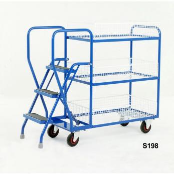 Heavy Duty Step Tray Trolley - 3 Step - Removable Baskets - Ladder ...